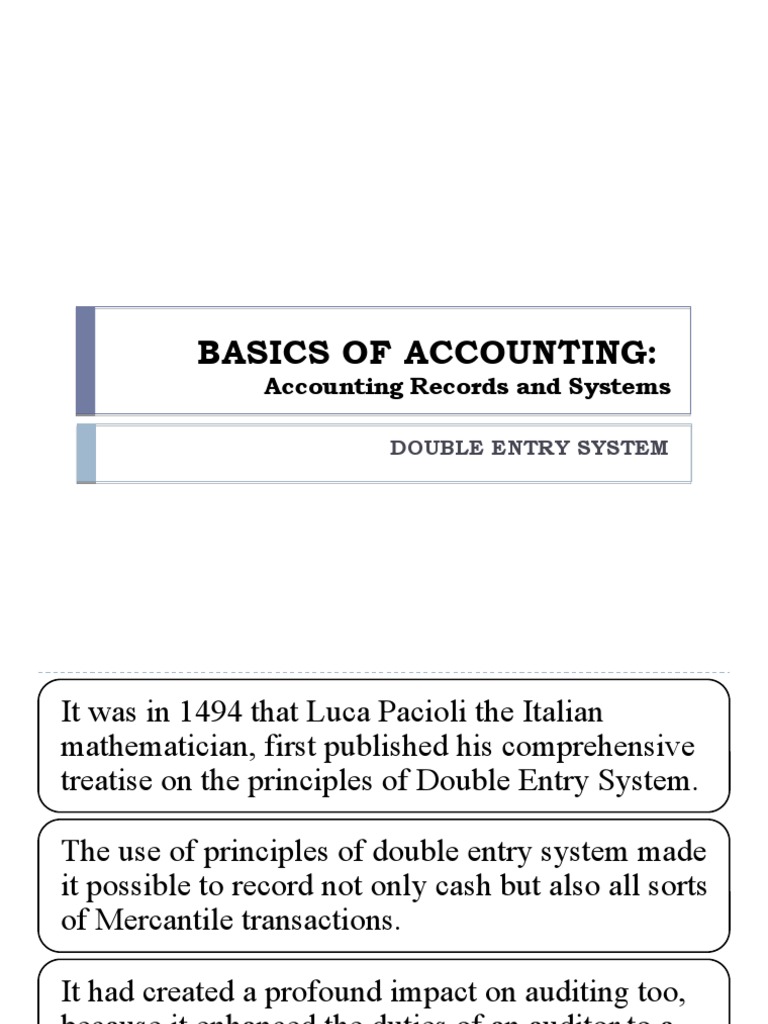 Basics of Accounting:: Accounting Records and Systems | PDF | Debits ...