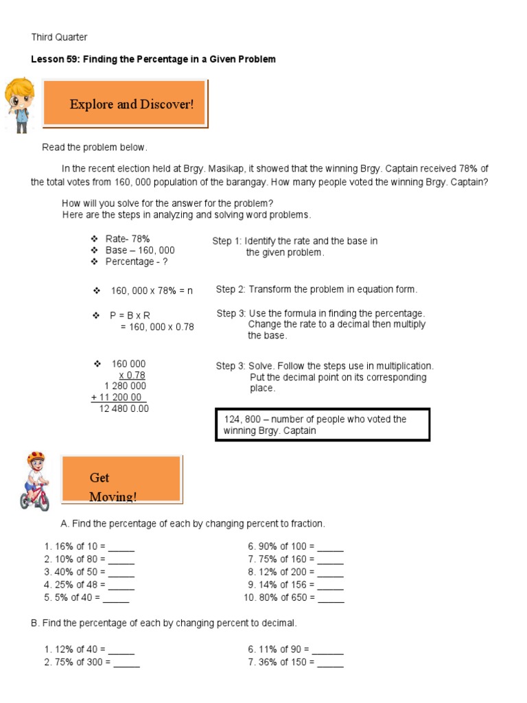Explore and Discover!: Lesson 59: Finding The Percentage in A Given ...