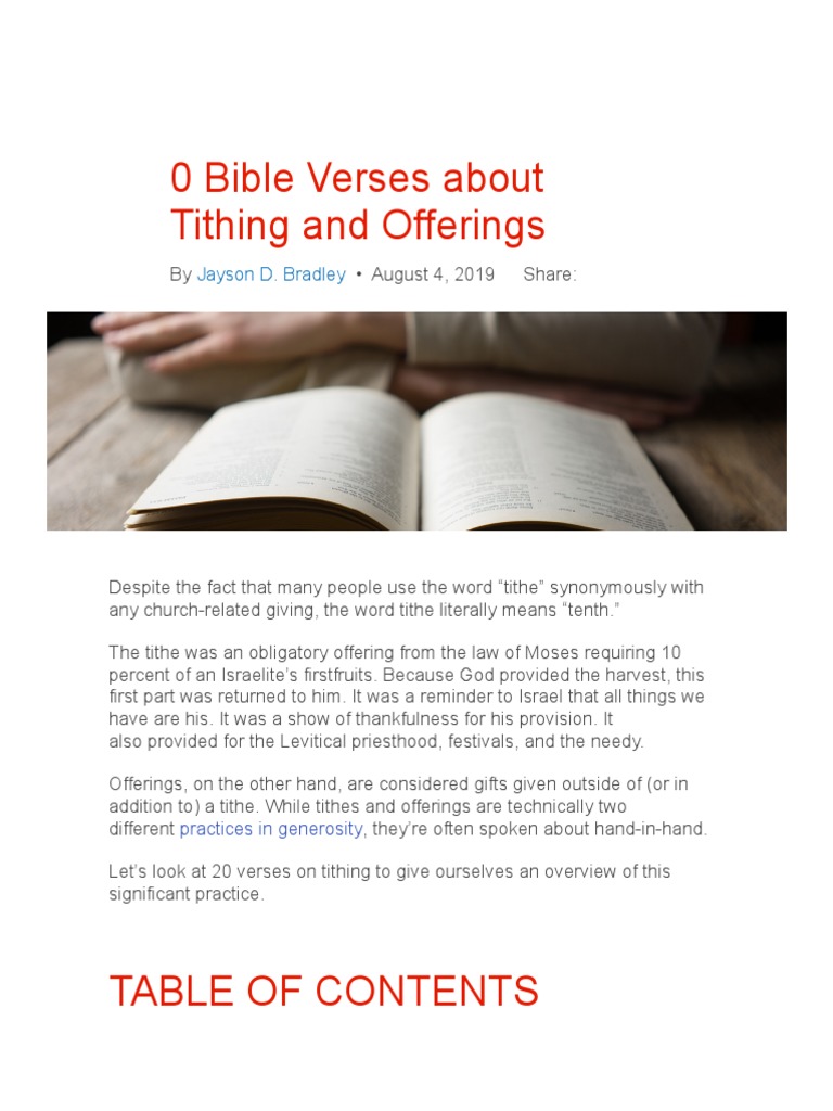 0 Bible Verses About Tithing and Offerings: Jayson D. Bradley | PDF ...