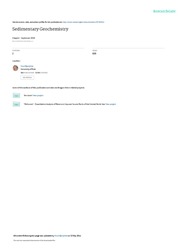 Sedimentary Geochemistry: September 2010 | PDF | Ionic Bonding ...