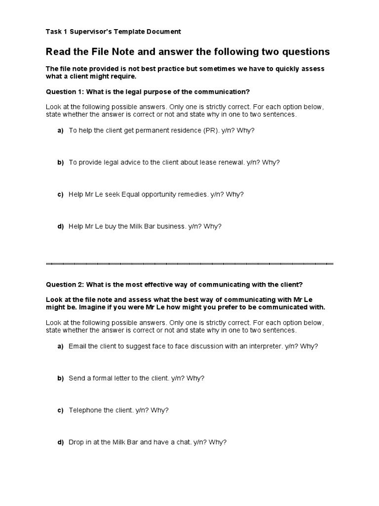 Read The File Note and Answer The Following Two Questions | PDF
