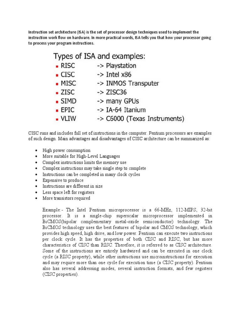 Cisc and Risc Notes | PDF | Central Processing Unit | Computer Architecture