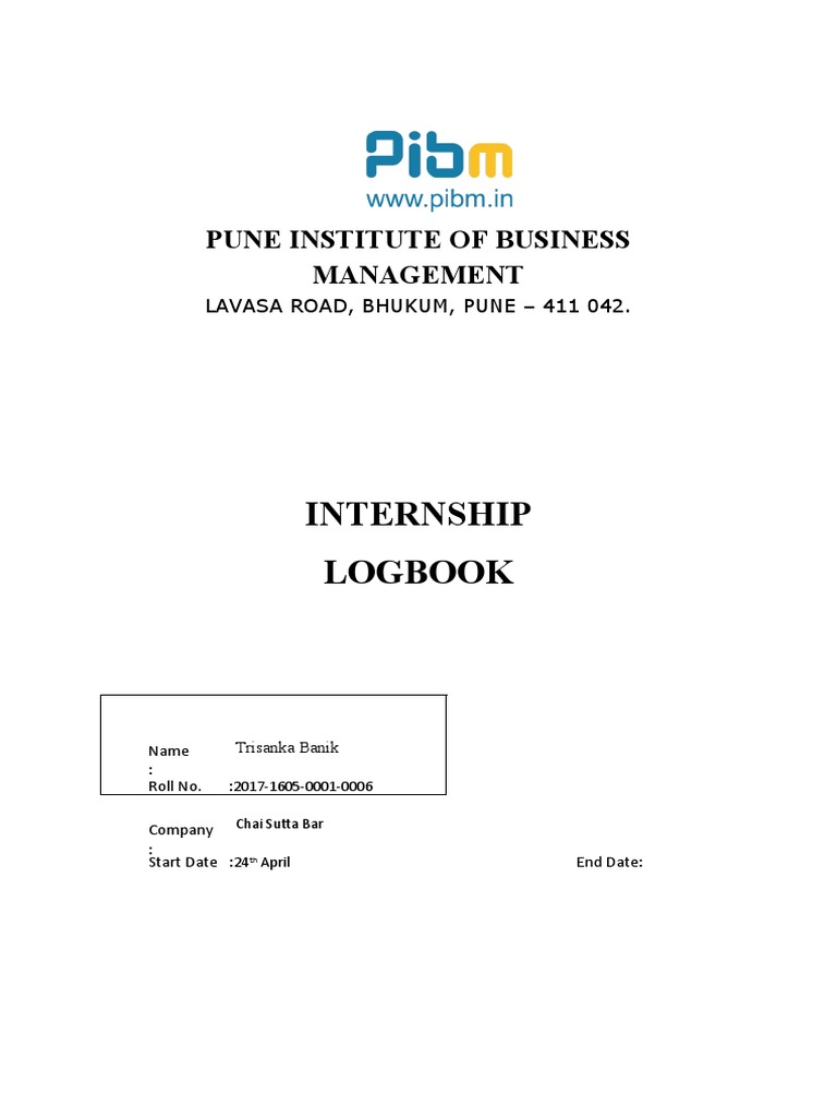Internship Logbook: Pune Institute of Business Management | Download ...