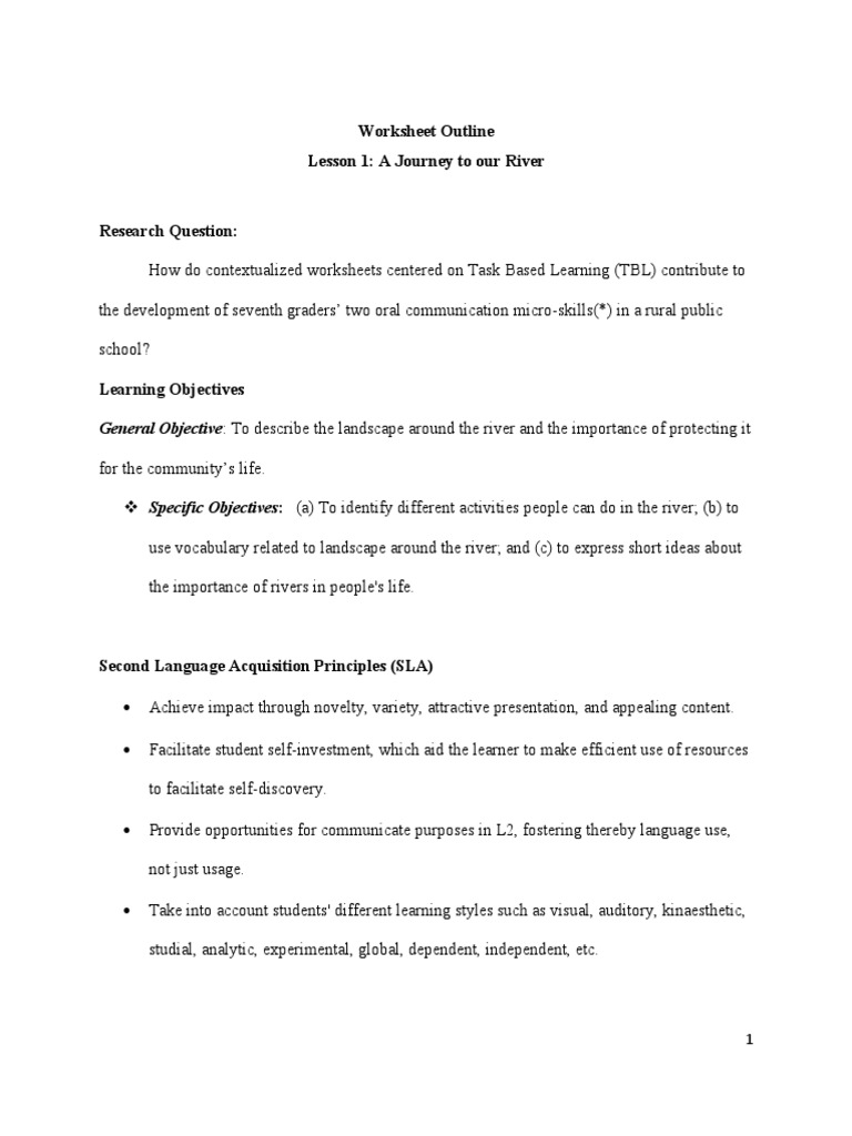 A Journey Along the River: A Task-Based Lesson Plan for Developing ...
