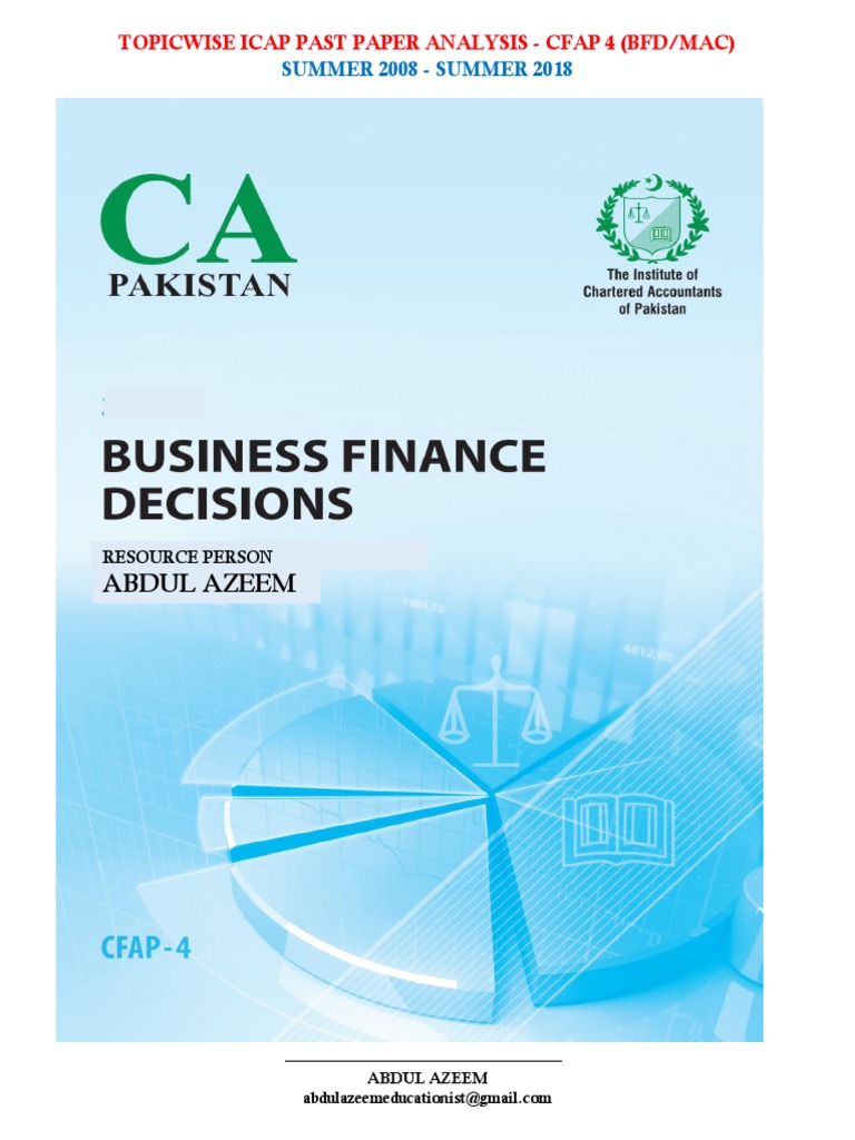 Abdul Azeem: Topicwise Icap Past Paper Analysis - Cfap 4 (Bfd/Mac ...