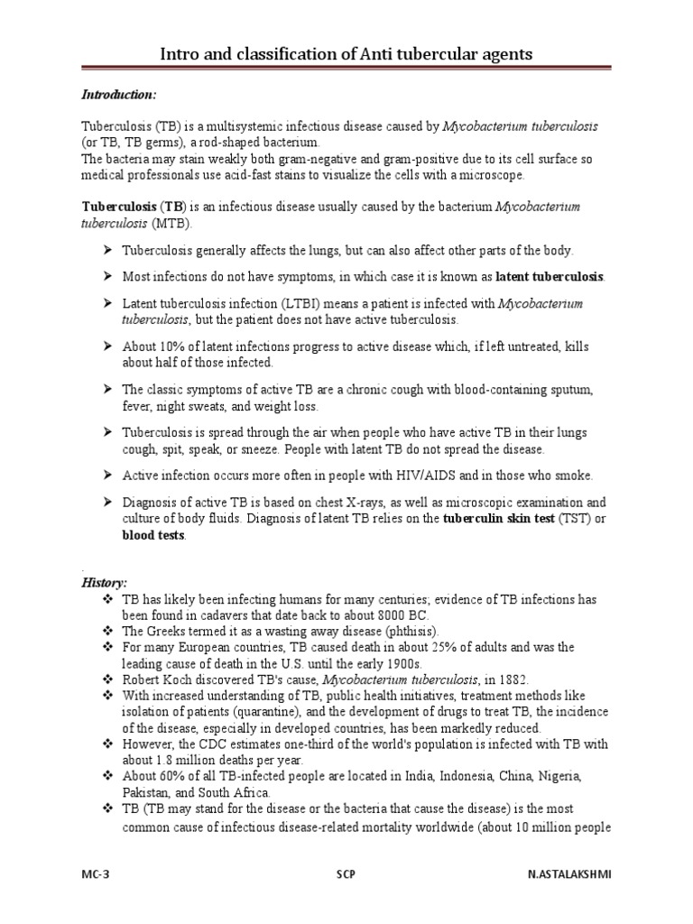 Introduction and Classification | PDF | Tuberculosis | Mycobacterium