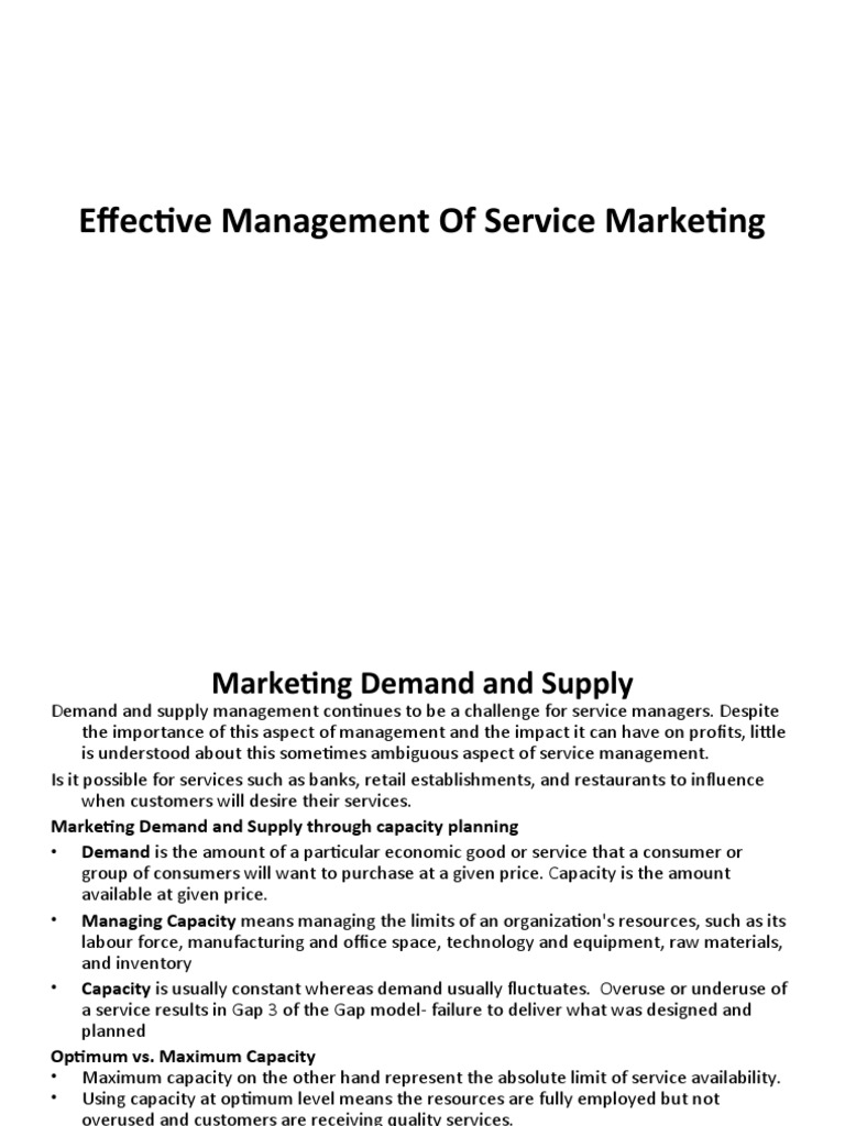 Effective Management of Service Marketing | PDF | Demand | Marketing
