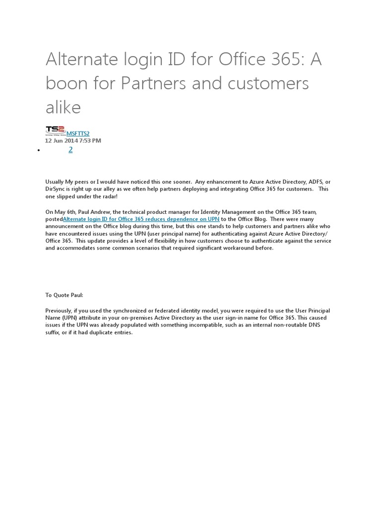 Alternate Login Id , Configuring ADFS to authenticate users with an ...