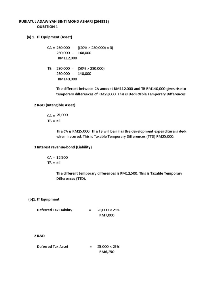 Mini Case 3 - 264831 | PDF | Deferred Tax | Tax Expense