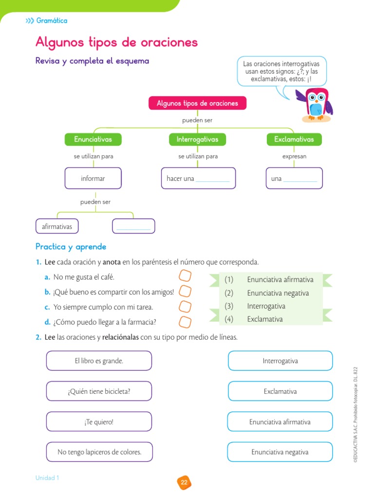 Actividades de Tipos de Oraciones | PDF | Oración (Lingüística)
