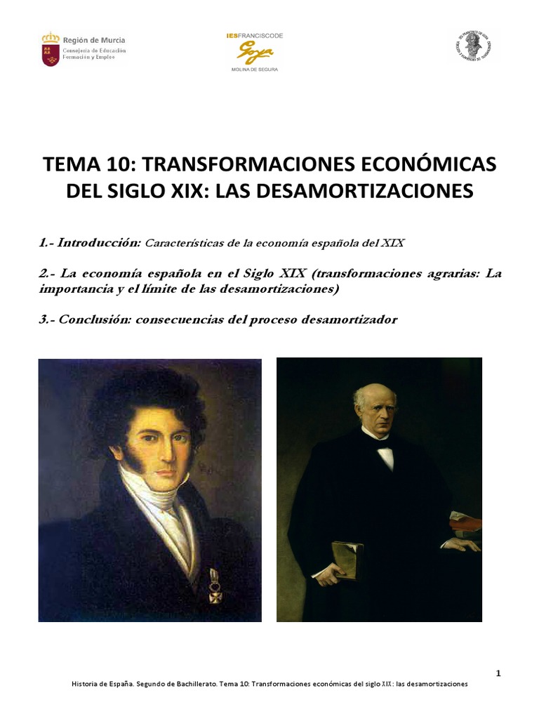 10 Transformaciones Económicas Del Siglo XIX Las Desamortizaciones | PDF | España | Economias