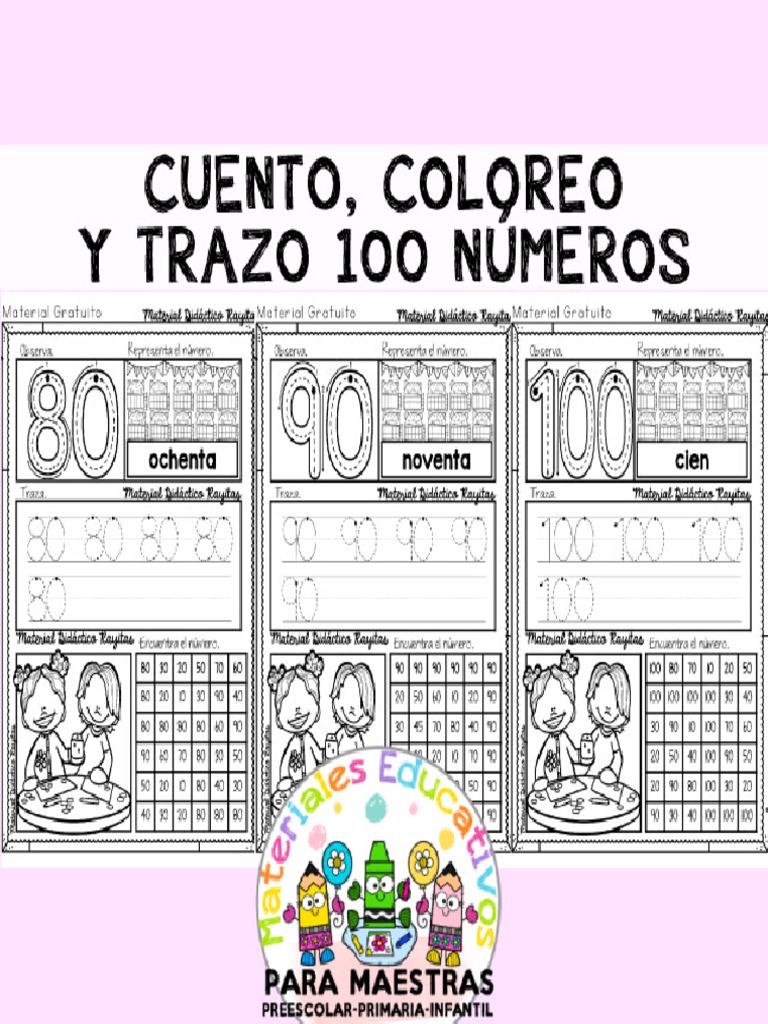 Cuento, Coloreo y Trazo 100 Números Por Materiales Educativos Maestras ...