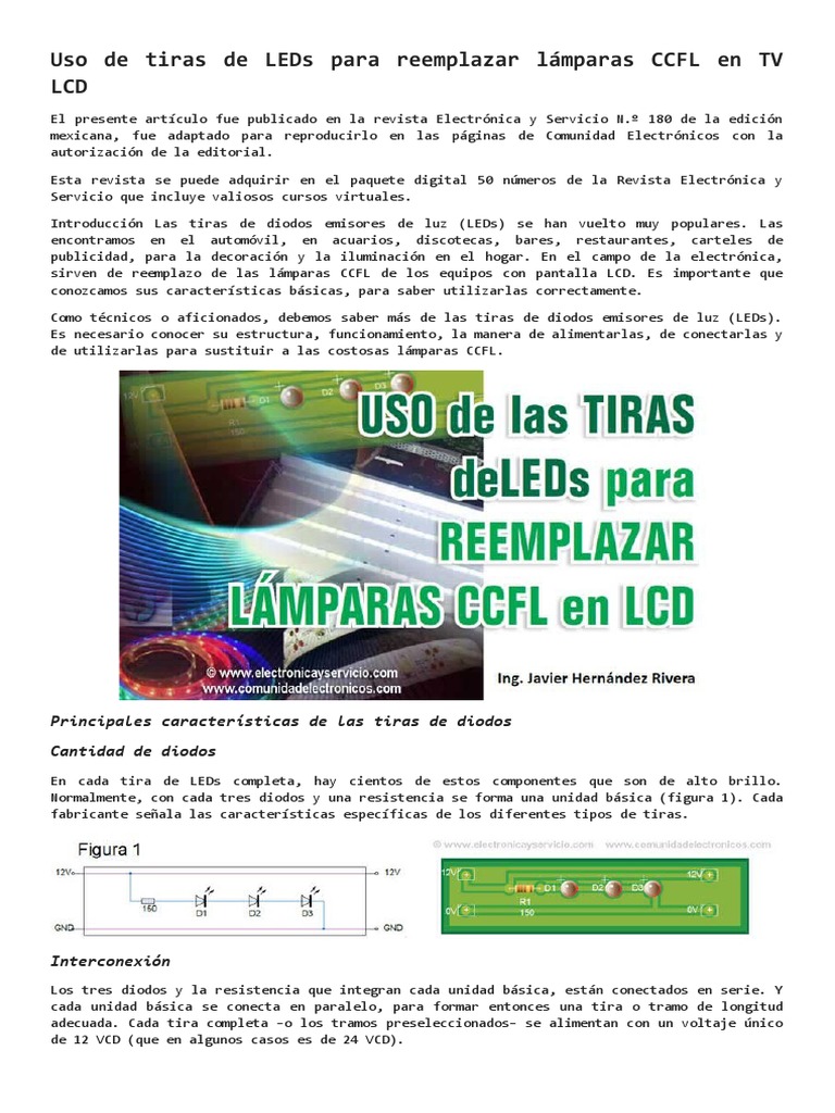 Uso de Tiras de LEDs para Reemplazar Lámparas CCFL en TV LCD | PDF ...