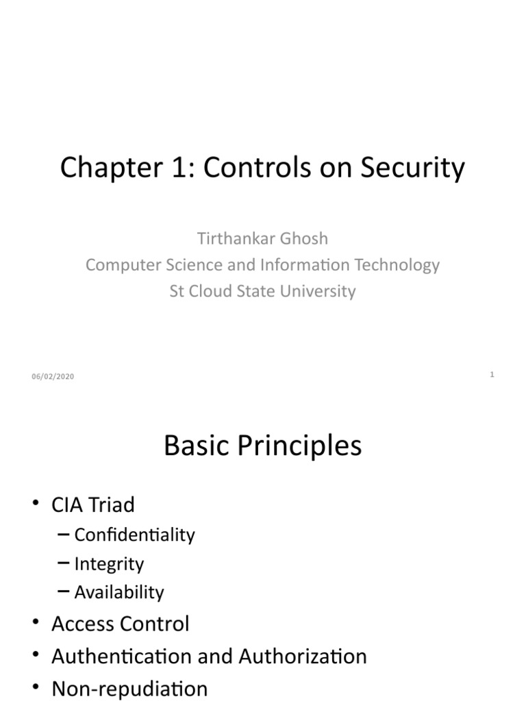 Chapter 1 - Controls On Security | PDF | Information Security | Access Control