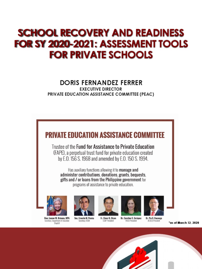 PEAC School Recovery and Readiness For SY 2020 2021 Assessment Tools ...