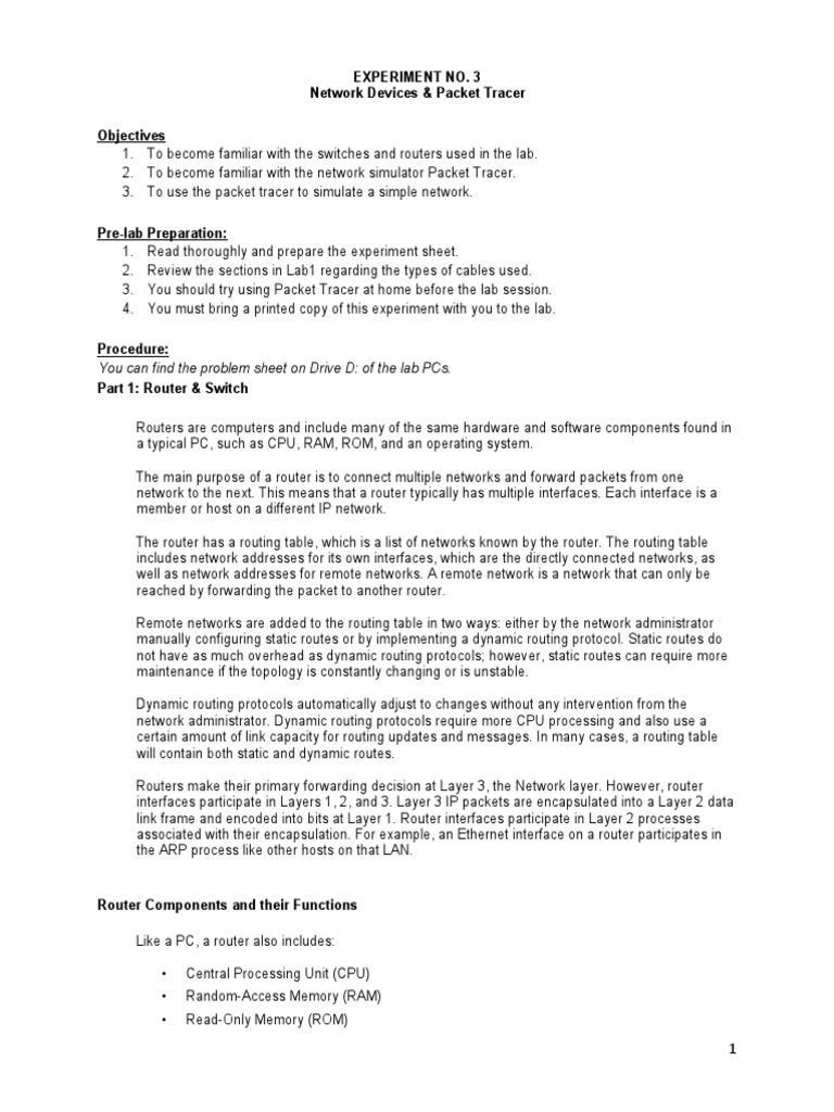 Network Experiments On Packet Tracer Module 1 | PDF | Router (Computing ...