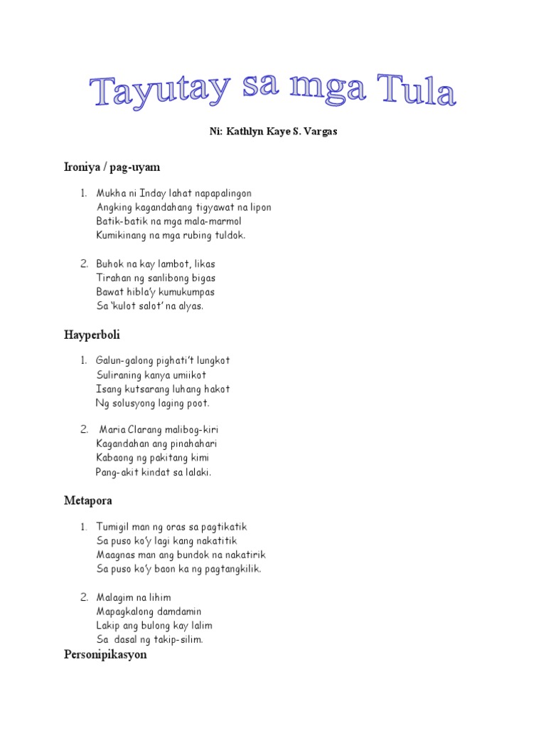 Mga Tayutay Sa Tula | PDF