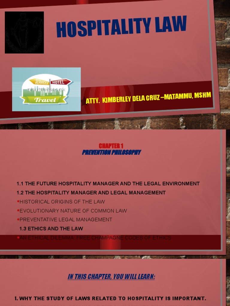 Hospitality Law: Atty. Kimberley Dela Cruz - M Atammu, MSHM | Download ...