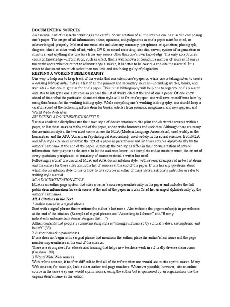 Documenting Sources: Selecting A Documentation Style | PDF | Citation ...