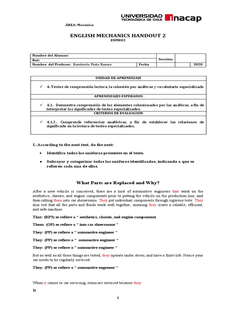 English Mechanics Handout 2: What Parts Are Replaced and Why? | PDF ...
