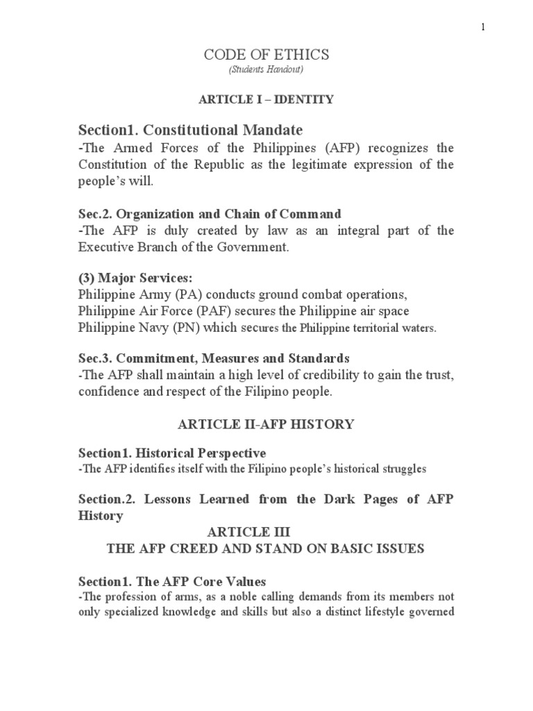 Code of Ethics | Download Free PDF | Court Martial | Military Justice