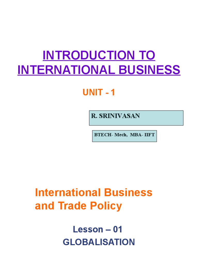 Introduction To International Business: Unit - 1 | PDF | Globalization ...