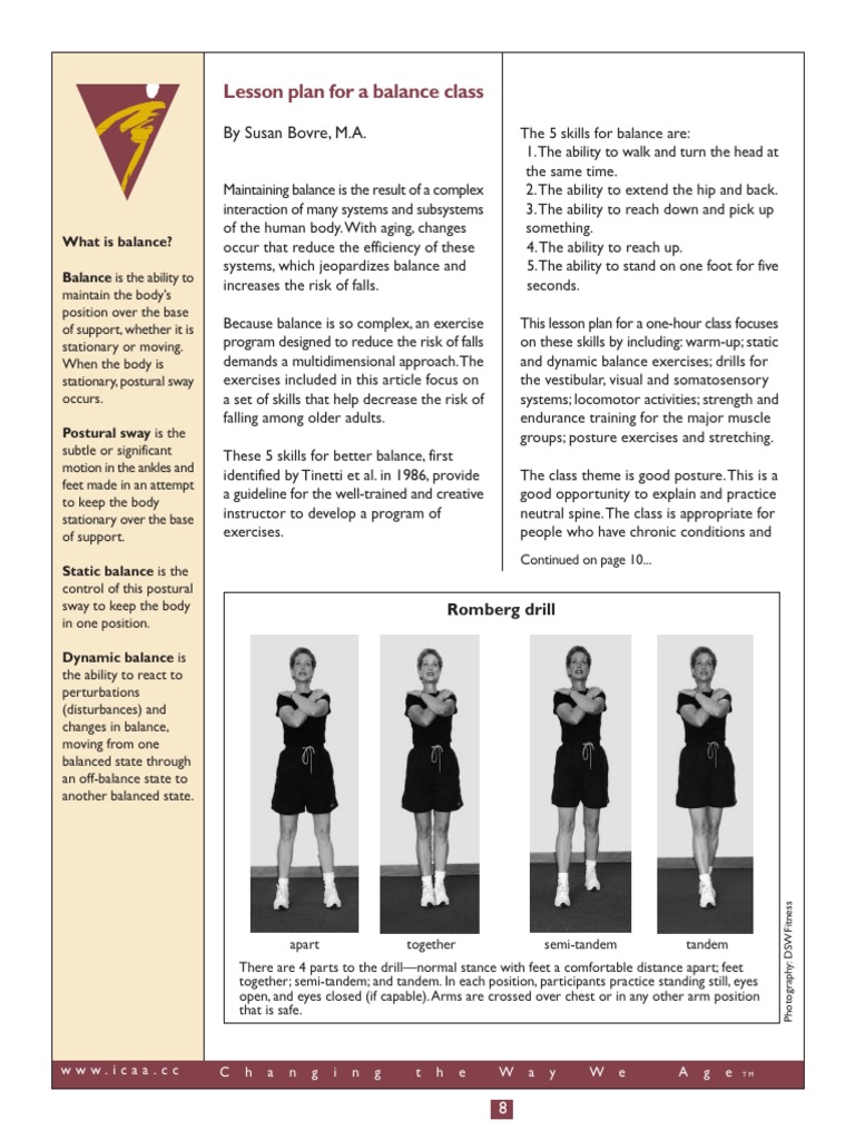 Lesson Plan For A Balance Class: by Susan Bovre, M.A | PDF | Balance ...