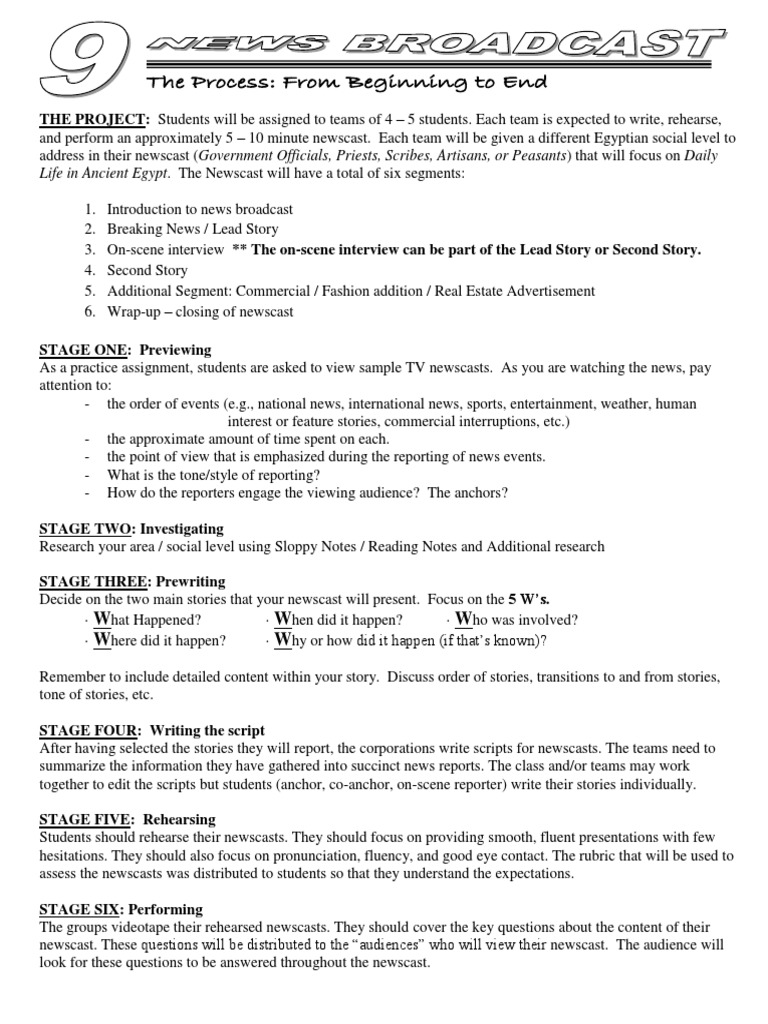 Tips For A Newscast | PDF | News Broadcasting | Interview