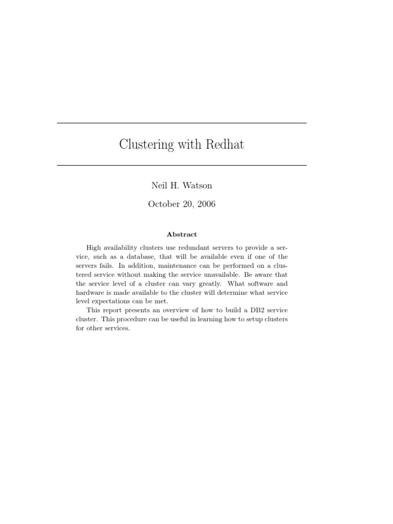 Watson Clustering PDF | PDF | Computer Cluster | Load Balancing (Computing)