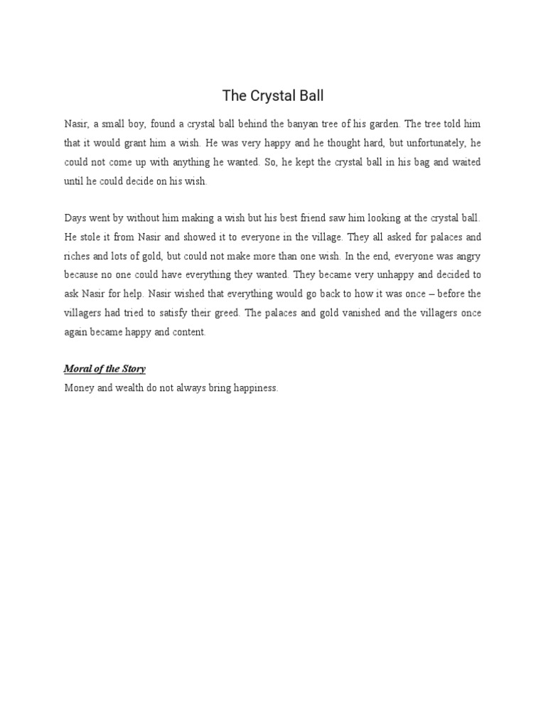 The Crystal Ball: Moral of The Story | PDF