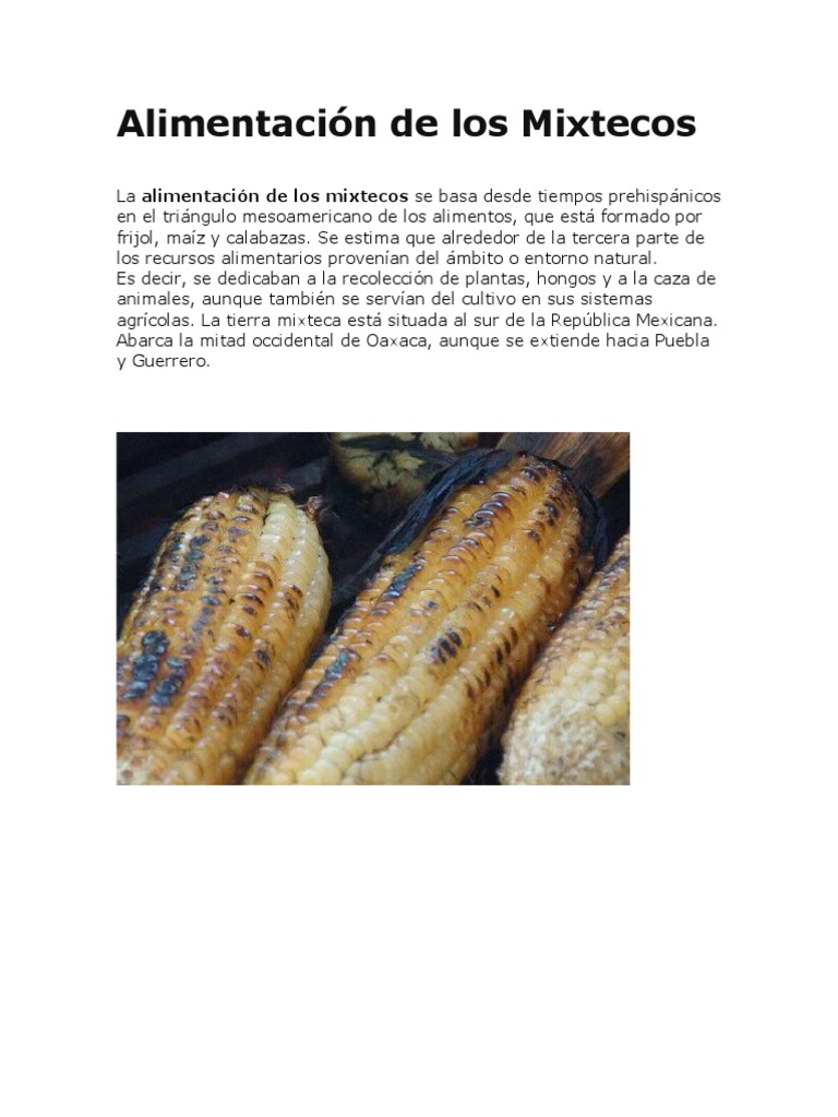 Alimentación de Los Mixtecos | PDF | Maíz | Alimentos