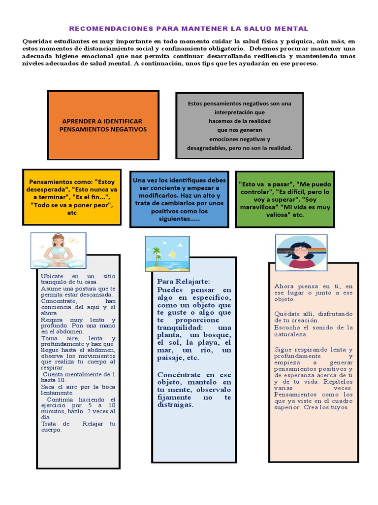 Recomendaciones para Mantener La Salud Mental 1 | PDF | Las emociones ...