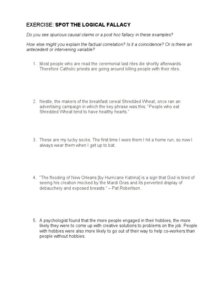 Identify Logical Fallacies in Examples | PDF
