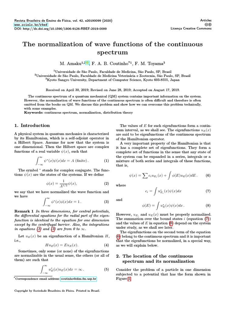 AMAKU-COUTINHO-TOYAMA 2020 - The Normalization of Wave Functions | PDF ...