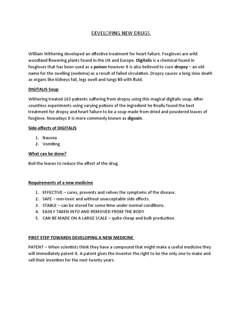 Developing New Drugs: Digitalis Soup | PDF | Phases Of Clinical ...