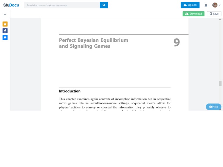 Perfect Bayesian Equilibrium and Signaling Games | PDF