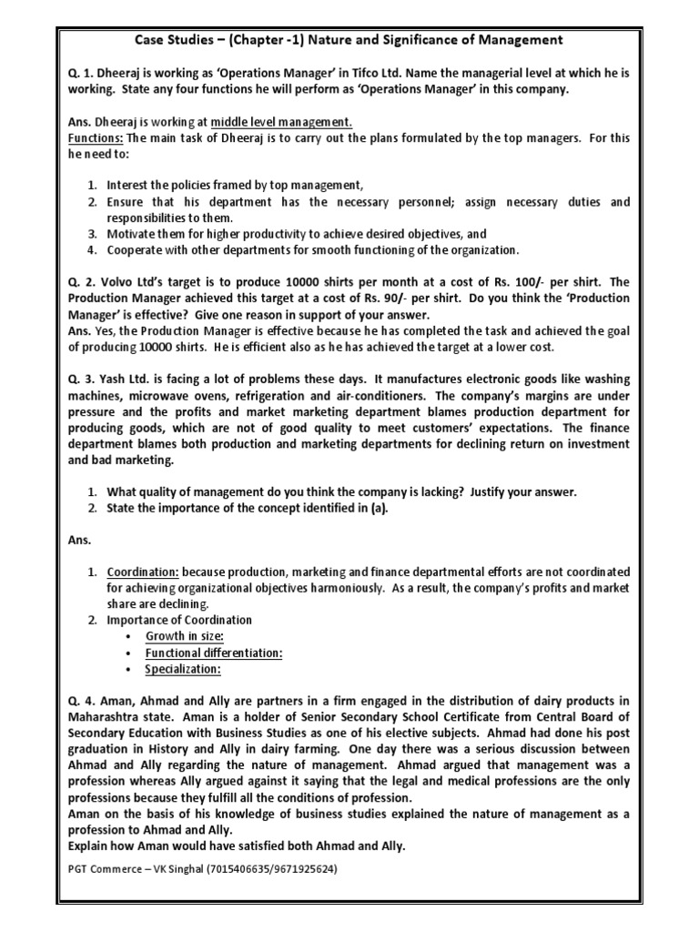 Case Studies Unit 1 & 2 Business Studies | PDF | Employment | Sales