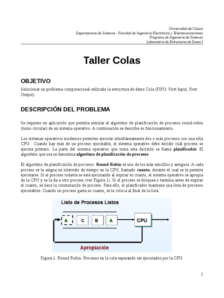 Taller Colas RoundRobin | PDF | Ciencias de la Computación | Tecnologías de la información