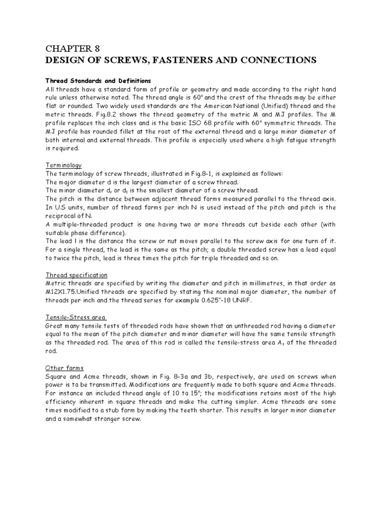 Shigley Chapter 8 | Download Free PDF | Screw | Nut (Hardware)