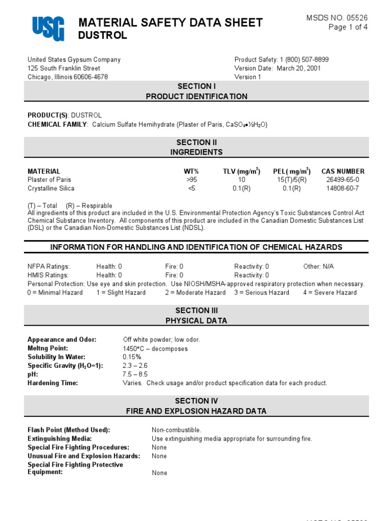 Dustrol MSDS | PDF | Personal Protective Equipment | Silicon Dioxide