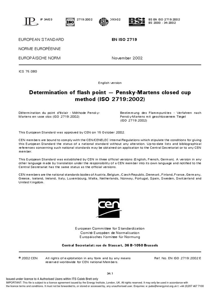 En Iso 2719 (En 22719 - Its Conversion) PDF | PDF | Flash (Photography) | Atmospheric Pressure