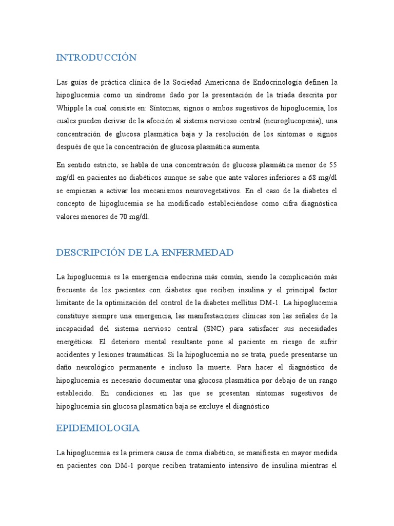Introduccion - Coma Hipoglucemico | PDF | Hipoglucemia | Diabetes