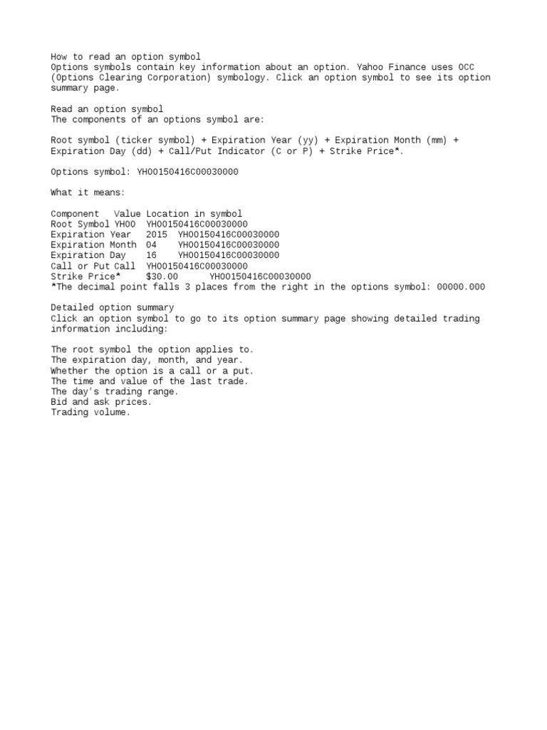 Read Option Symbol | PDF