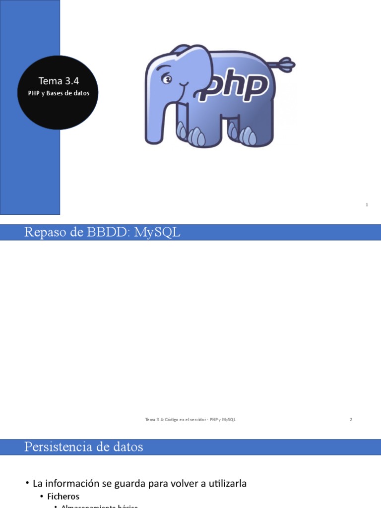 3.4 PHP y Bases de Datos | PDF | SQL | Php