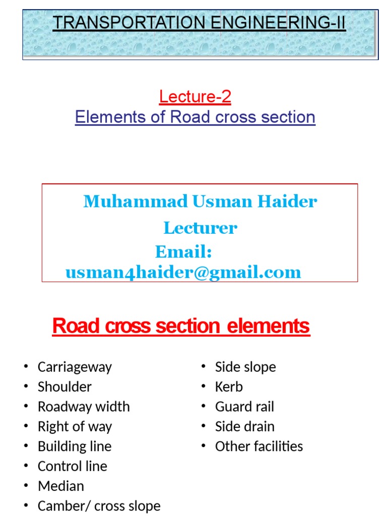 Transportation Engineering-Ii: Elements of Road Cross Section | PDF ...