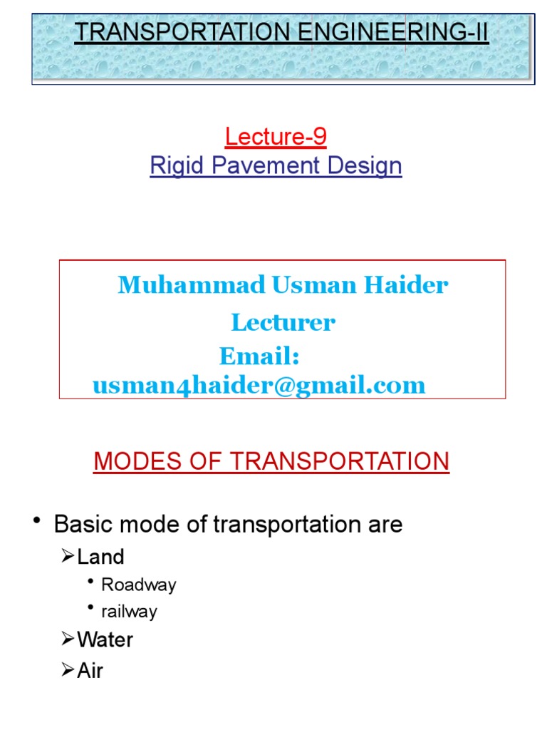 Transportation Engineering-Ii: Rigid Pavement Design | PDF | Road ...