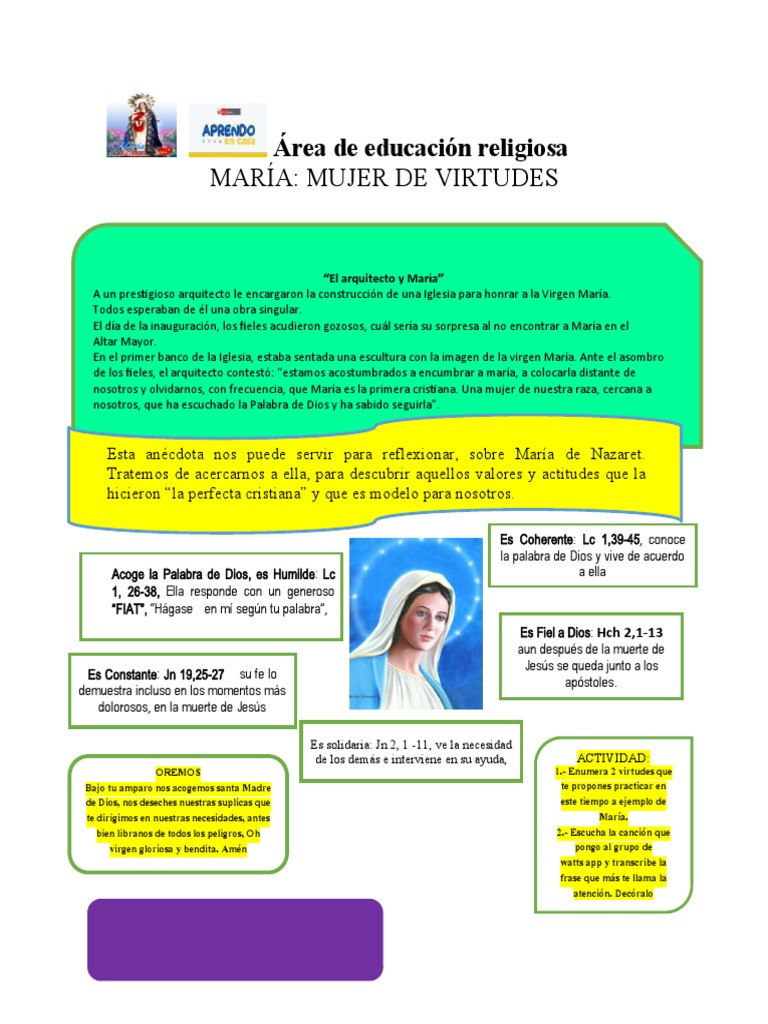 Maria Virtud 1 y 2 Flores | PDF | María, madre de Jesús | Religión y ...