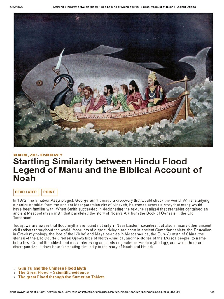 Manu and Noah: Flood Myth Comparisons | PDF | Flood Myth | Noah