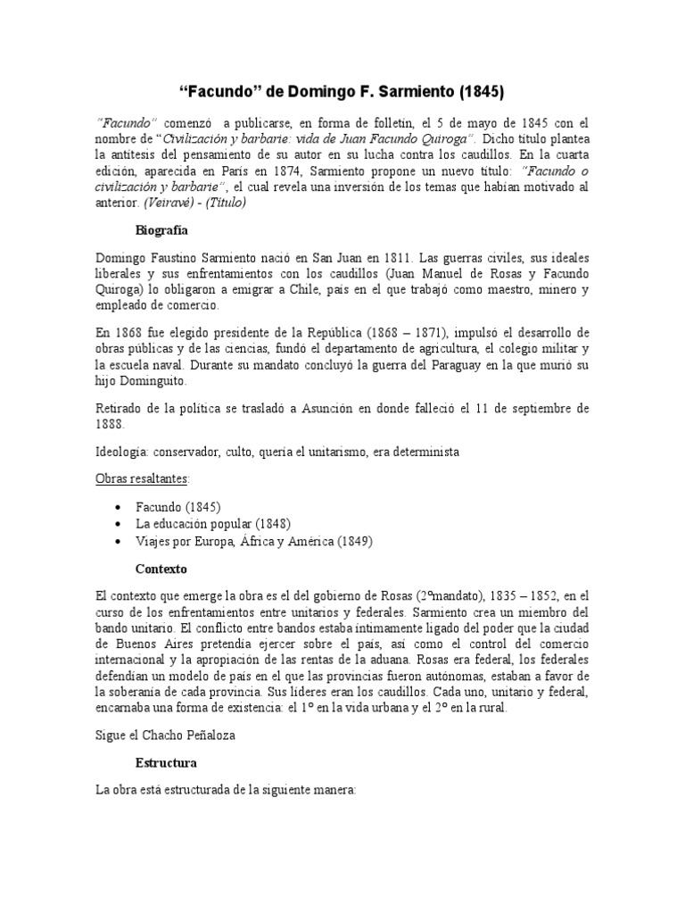 Facundo de Domingo F. Sarmiento | PDF | Ensayos | Agitación
