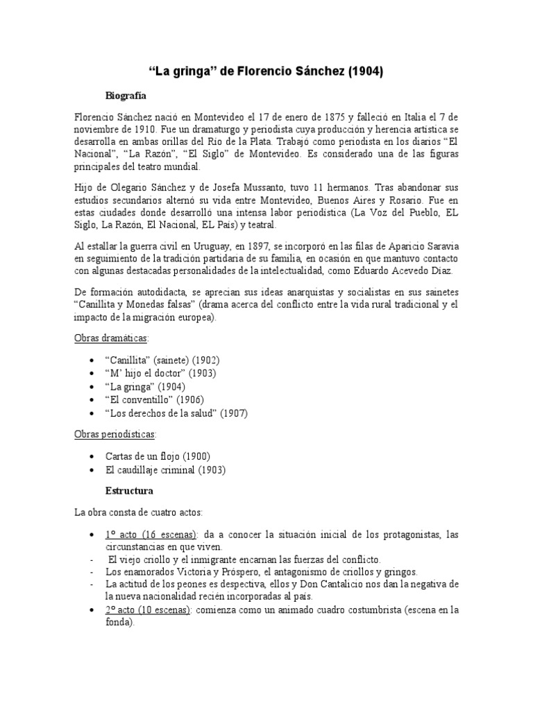 La Gringa: Conflicto Criollo y Gringo | PDF | Libros para adolescentes ...